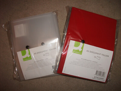 12 X A5 POPPER WALLETS - PLASTIC DOCUMENT / STUD WALLETS - CLEAR OR ...