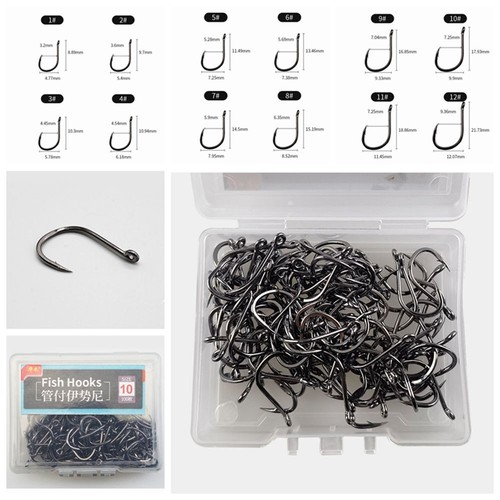 1200 Pcs /Box Small Fishing Hooks Assorted 12 Sizes Strong Sharp Fish ...