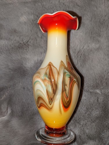 Beautiful Vintage Art Glass Vase Vignette With Agate Swirl | eBay