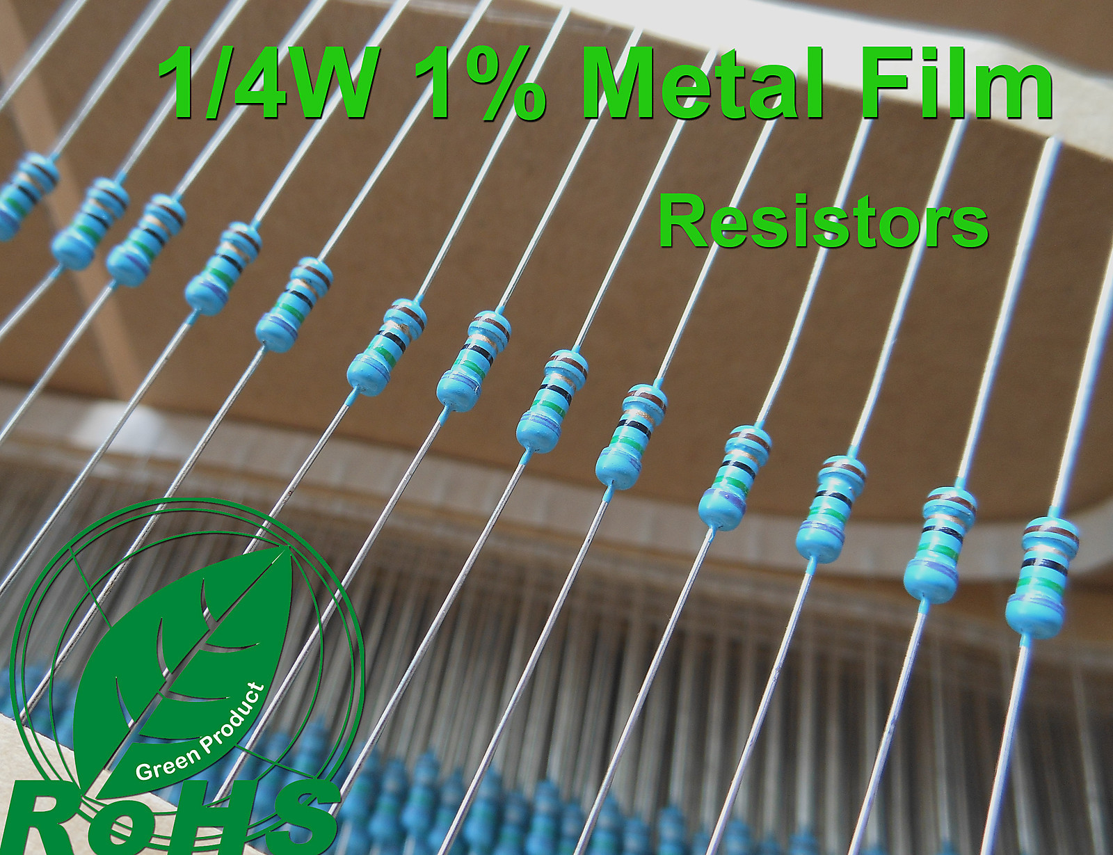 500 pcs 1K Ω Ohms 1000R Metal Film Resistors 1/4W 0.25W 1% Tolerance ...