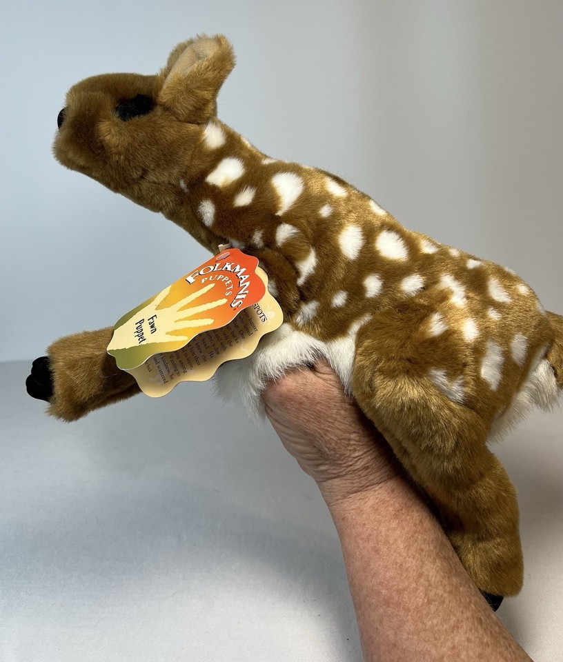 Folkmanis Baby Deer Fawn Plush Hand Puppet Stuffed Animal Brown White ...