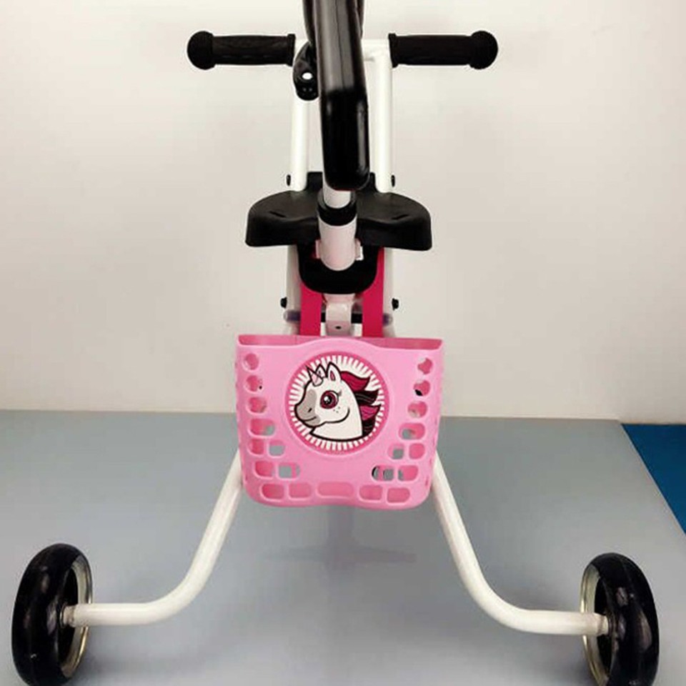 Kid's Bike Basket Cartoon Pattern Hanging Plastic Long Bar Handlebar ...