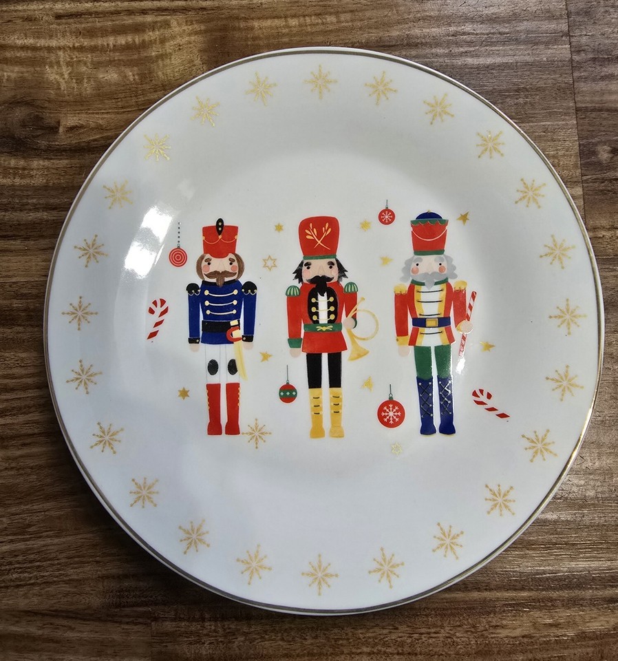 Holiday Style Ceramic Nutcracker Dinner Plates 9.5” Christmas Set Of 4 ...