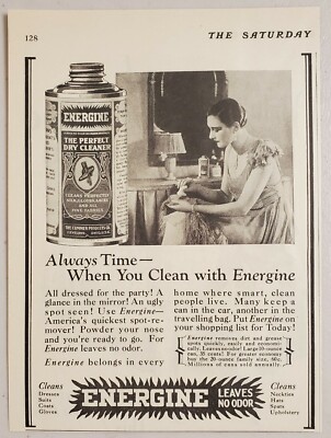 1928 Print Ad Energine Dry Cleaner Solution Lady Cleans Clothes | eBay