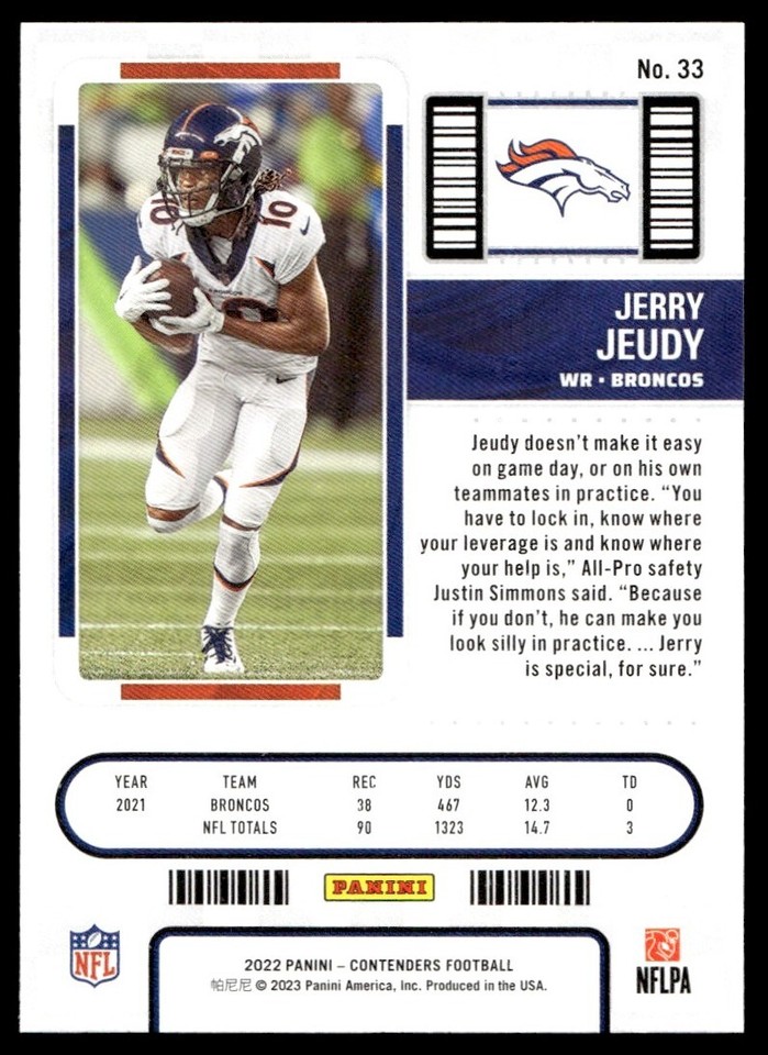 2022 Panini Contenders Season Ticket Jerry Jeudy G324 #33 | eBay