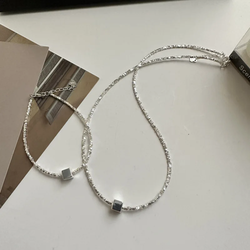 925 Sterling Silver Broken Silver Beads Square Shape Beaded Bracelets ...