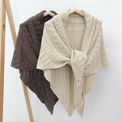 Triangle Neck Scarf Knitted Shawl Wraps Large Poncho Women Neckerchief ...