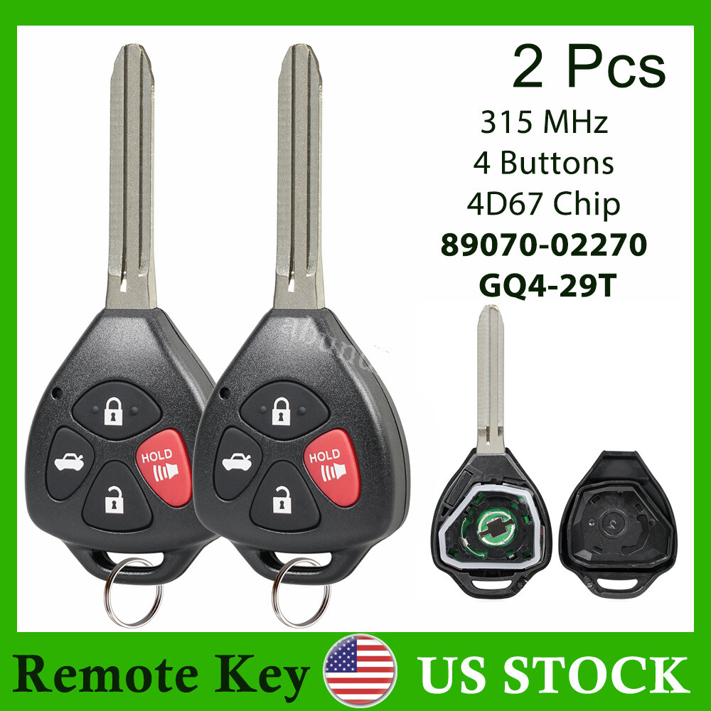 2 Replacement For 2008 2009 2010 Toyota Corolla Keyless Entry Key Fob ...