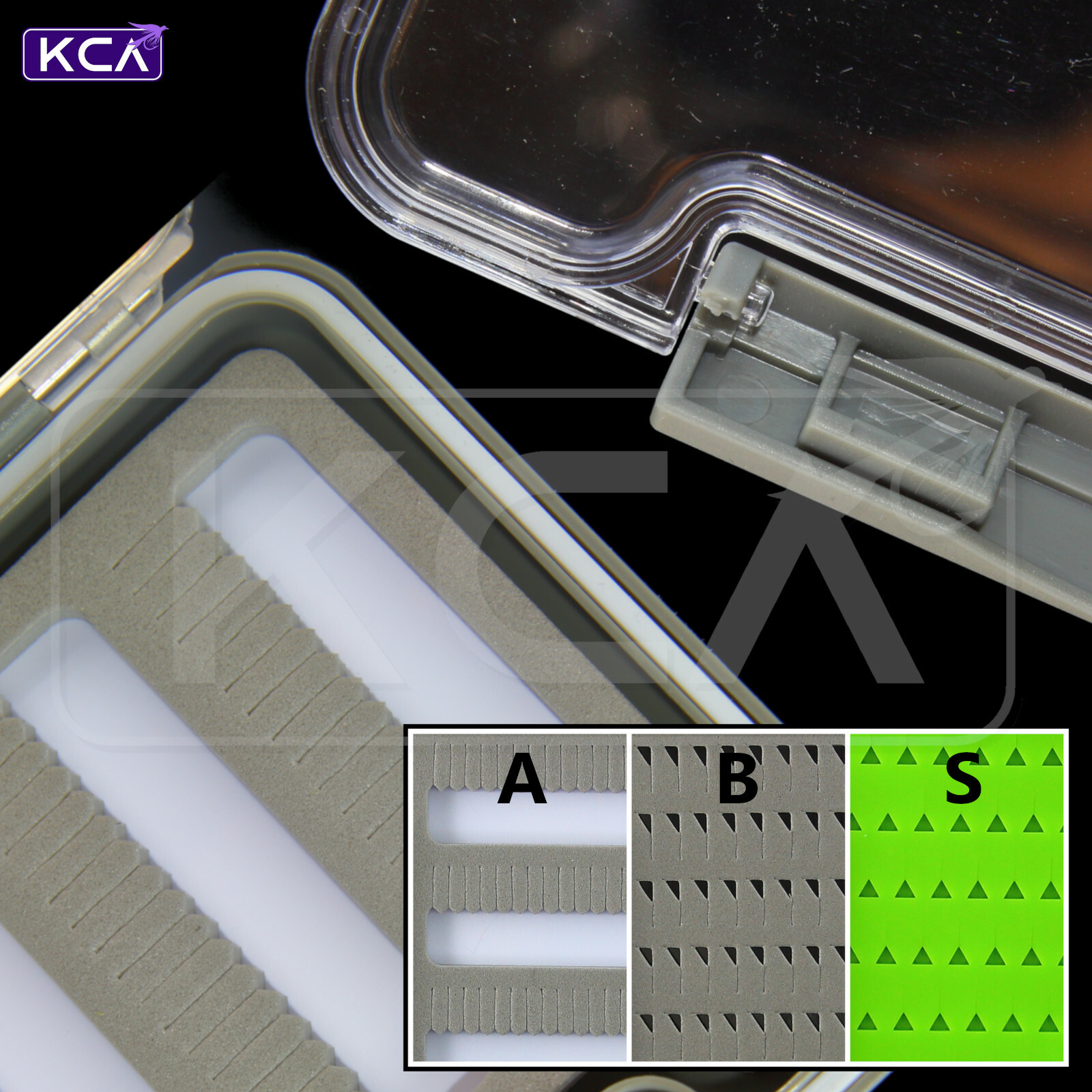 KCA Slim Fly Box, Waterproof, Clear Lid, 3 Sizes, 3 Inserts | eBay
