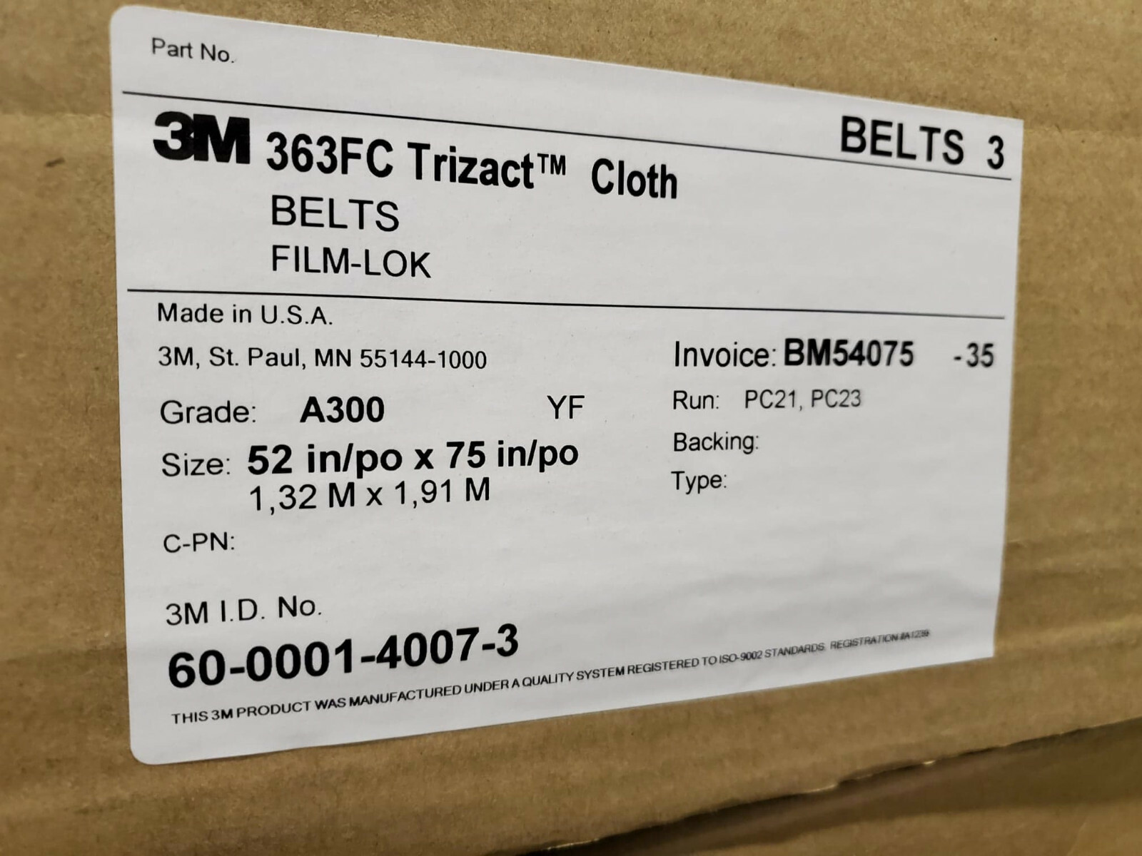 20 Pack 3M 363FC Trizact Cloth Belts 6"x84" Grade A65 31644 60-0001 ...