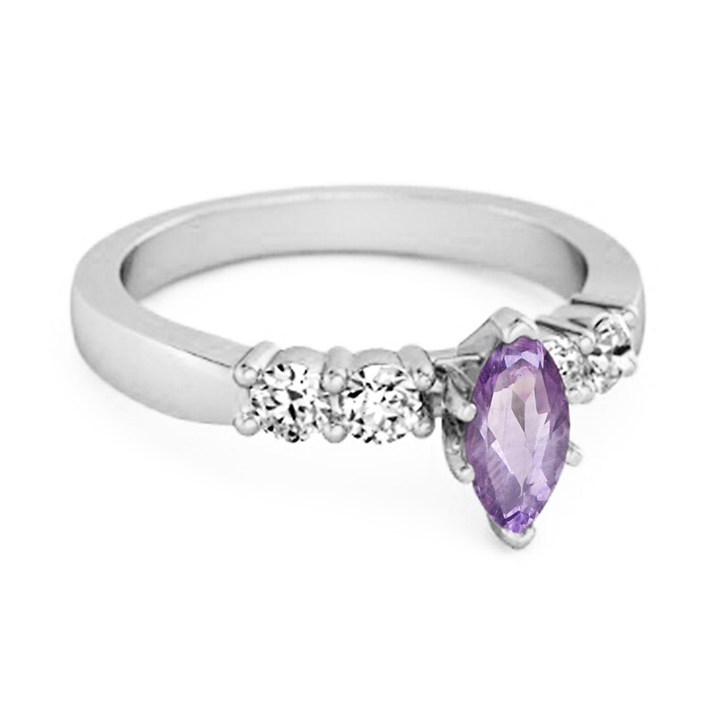 6x3MM Marquise Cut Natural Amethyst 925 Sterling Silver Five Stone Women Ring | eBay
