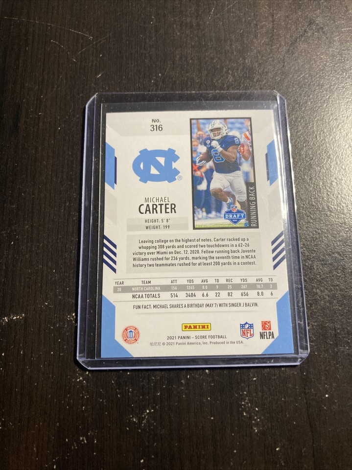 Michael Carter SCORE ROOKIE CARD NFL 2021 T13-153 | eBay