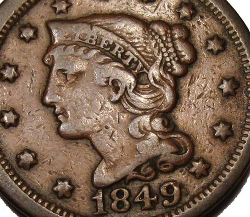 1849 BRAIDED HAIR HIGHGRADE LARGE CENT PENNY OLD US COINS | eBay