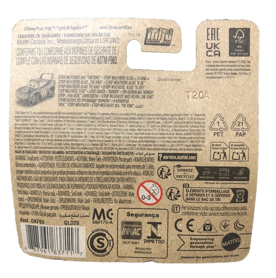 🚙DISNEY PIXAR CARS MINI RACERS STRIP WEATHERS AKA ~THE KING new mattel ...