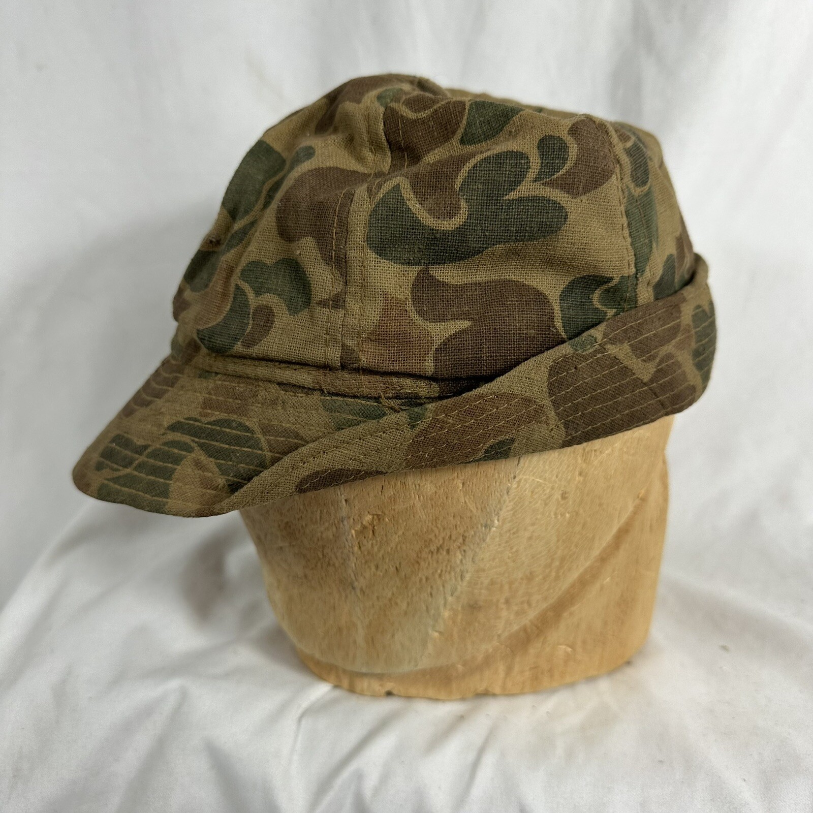 Vintage 1950s Jones Frogskin Camo Hunting Cap Hat - Gem
