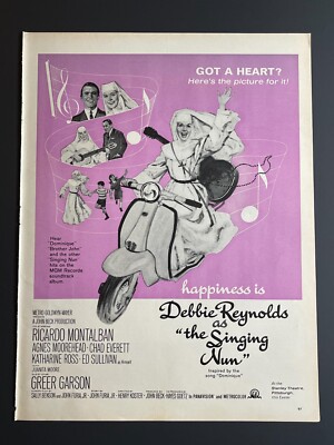 1966 "The Singing Nun" Debbie Reynolds - Original Movie Print Ad (13.5 ...