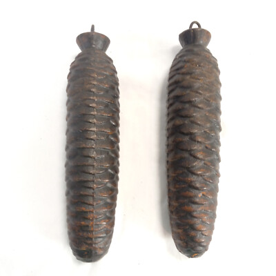 Pair of Antique 7" Cuckoo Clock Weights 3.3 Lbs Each Black Forest Pine Cones | eBay