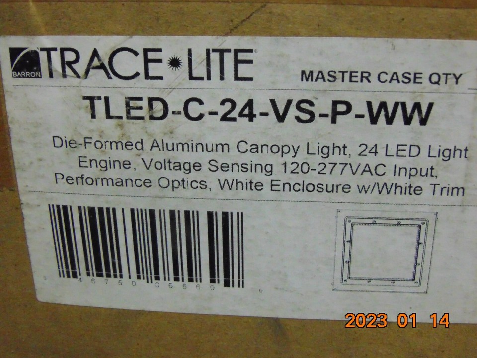 TRACE LITE ALMINUM CANOPY LIGHT 24 LED LIGHT 120-277 V WHITE BARRON | eBay