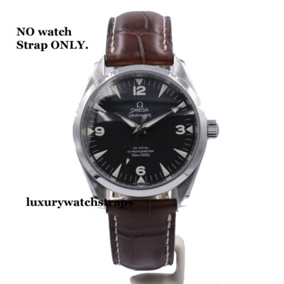 LEATHER DEPLOYMENT STRAP FOR OMEGA WATCH 20mm 22mm BLACK BROWN ...