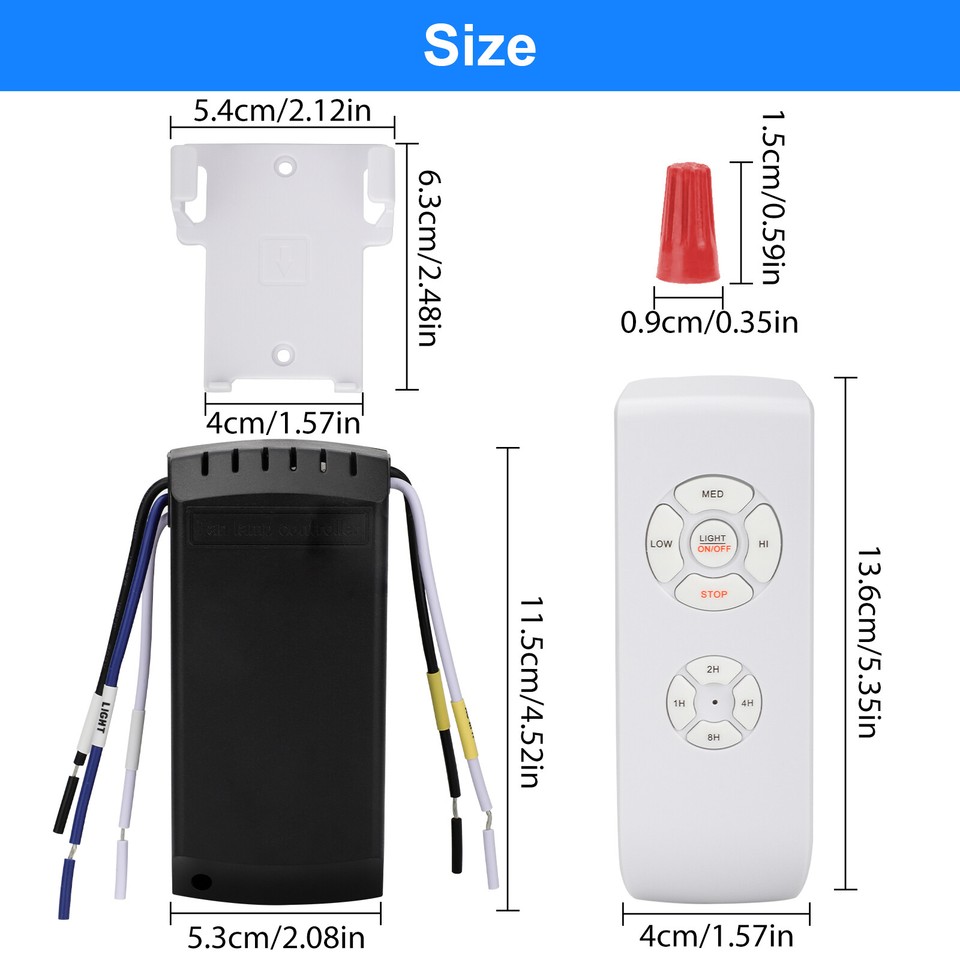 2x Universal Ceiling Fan Lamp Light Wireless Remote Control Receiver ...