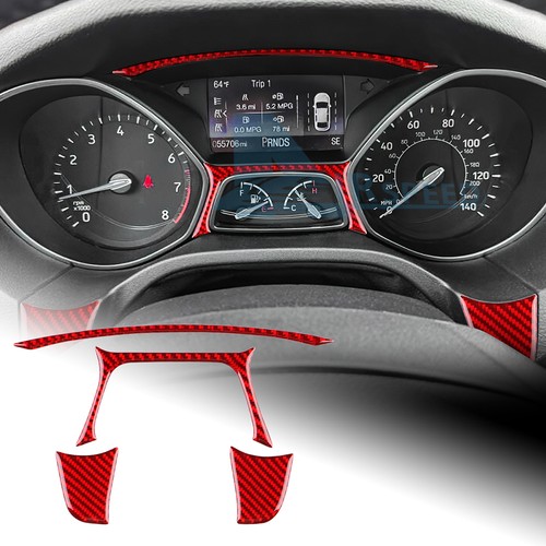 Red Carbon Fiber Speedometer Frame Stickers for Ford Focus RS ST SE ...