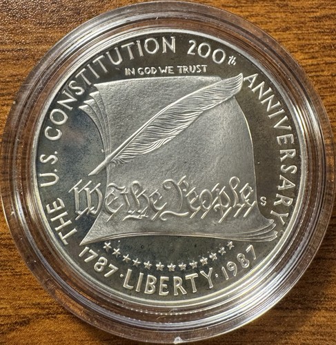 1987-S US Mint Constitution Commemorative 90% Silver Dollar Proof Coin ...