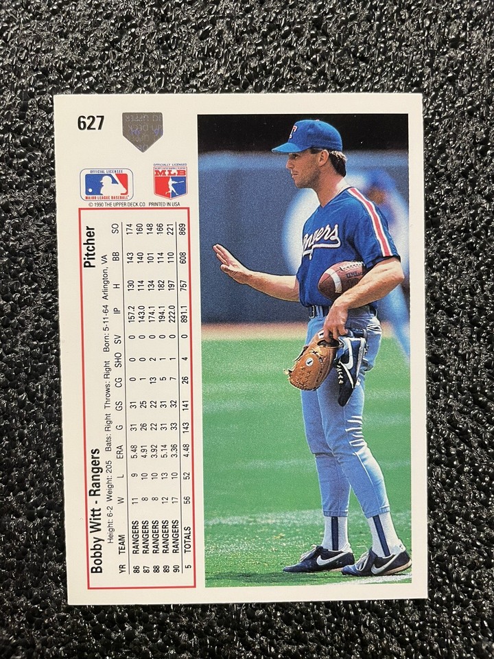 1991 Upper Deck Texas Rangers Baseball Card #627 Bobby Witt | eBay