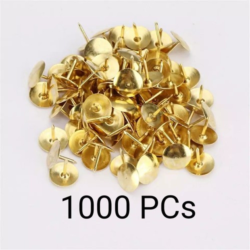 1000ct Push Pin Thumb Tacks Flat Head Brass Gold For Home Office School ...