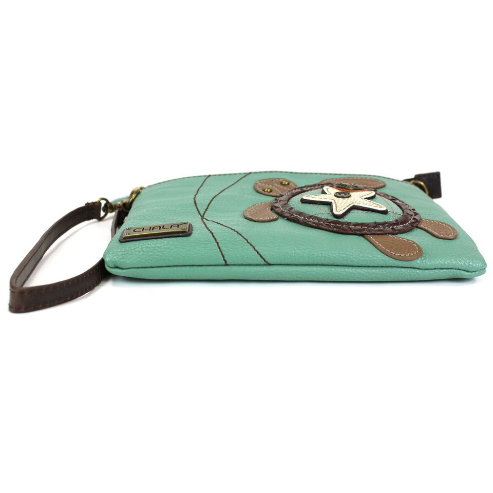 New Chala Mini Crossbody TURTLE Bag Pleather Small Purse Teal Green ...