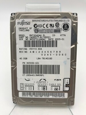 Fujitsu MHT2040AH 1P (CA06377-B17400C1) 02AE-006C 40gb 2.5" IDE/ATA ...