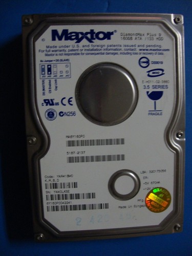 Maxtor DiamondMax +9 6Y160P0 IDE 120GB Hard Drive YAR41BW0 K M B D ...