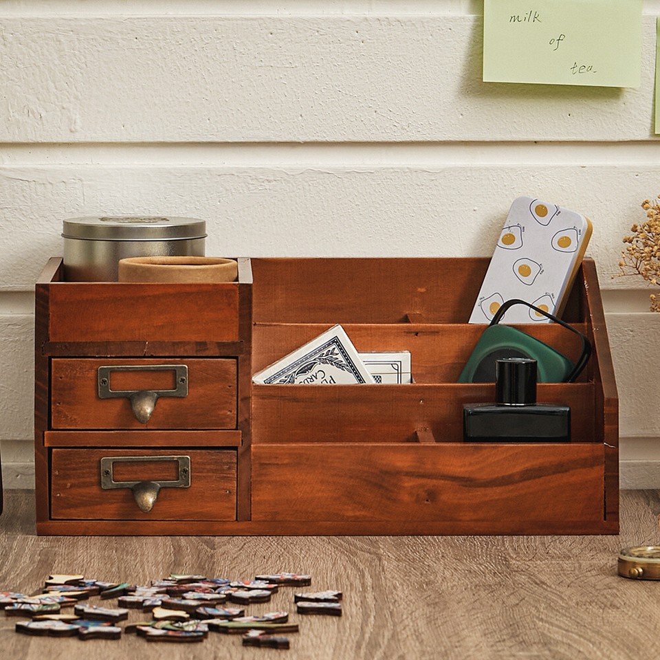 Small Desktop Wooden Storage Jewellery Trinket Box Cabinet Display ...