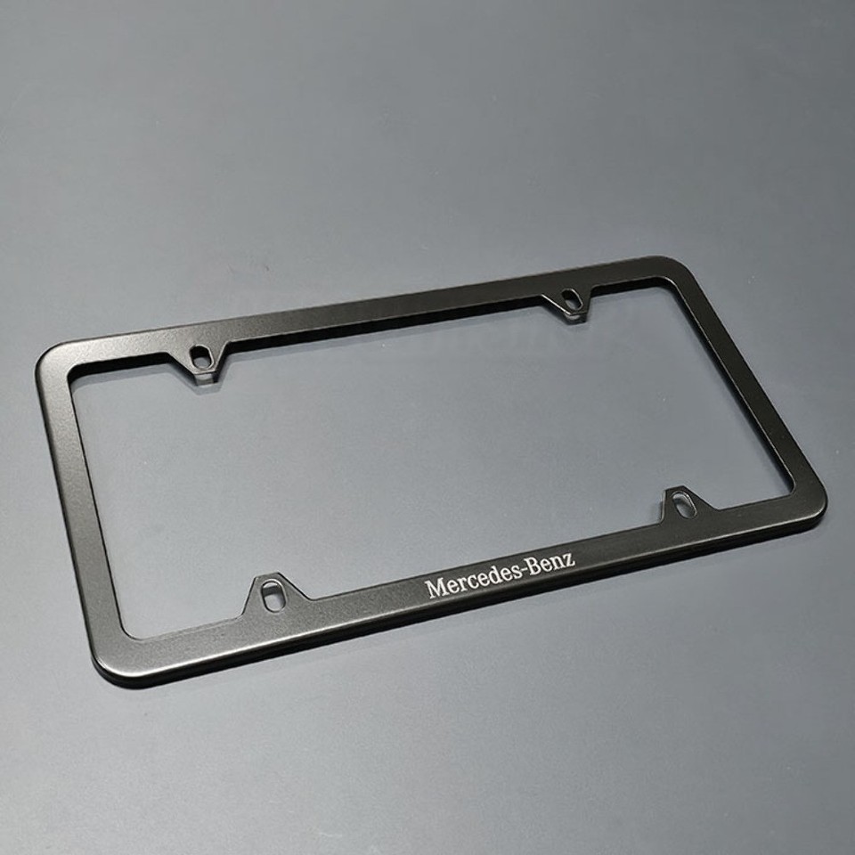 Mercedes-Benz Stainless Steel License Plate Frame and Black Valve Stem ...