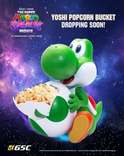 Super Mario Galaxy Yoshi Popcorn Bucket AMC Theatres Exclusive PRESALE ...