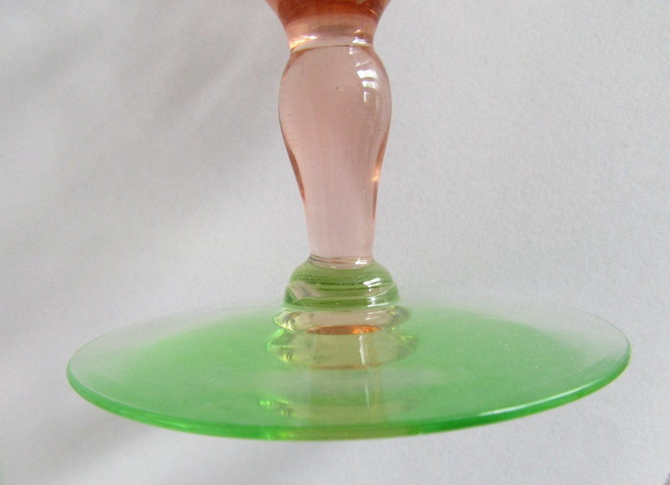 LOT 3 DEPRESSION WATERMELON ETCHED GLASSES SHERBET COCKTAIL TIFFIN ...