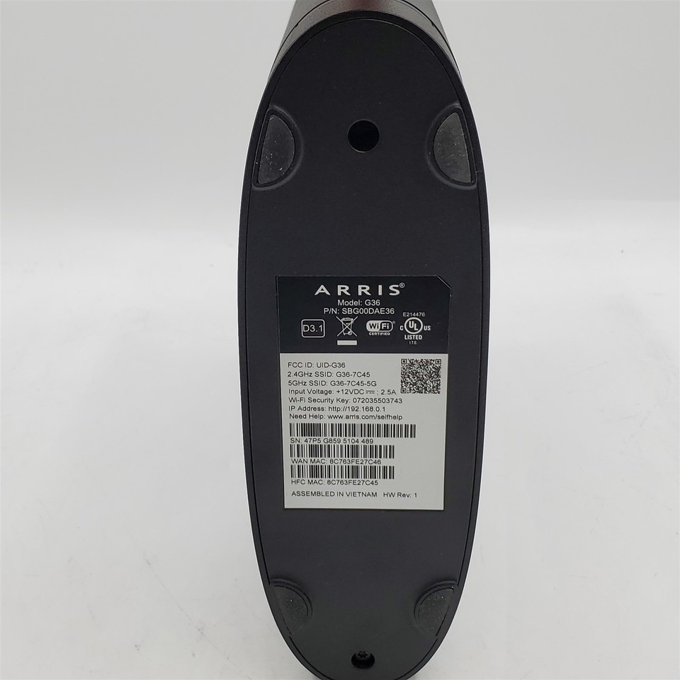 ARRIS (G36) Cable Modem Router Combo Multi-Gigabit WiFi 6 (AX3000) -NOT ...