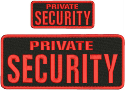 Private Security Embroidery Patch 4x10 And 2x5 VELCR@ On Back Red On ...