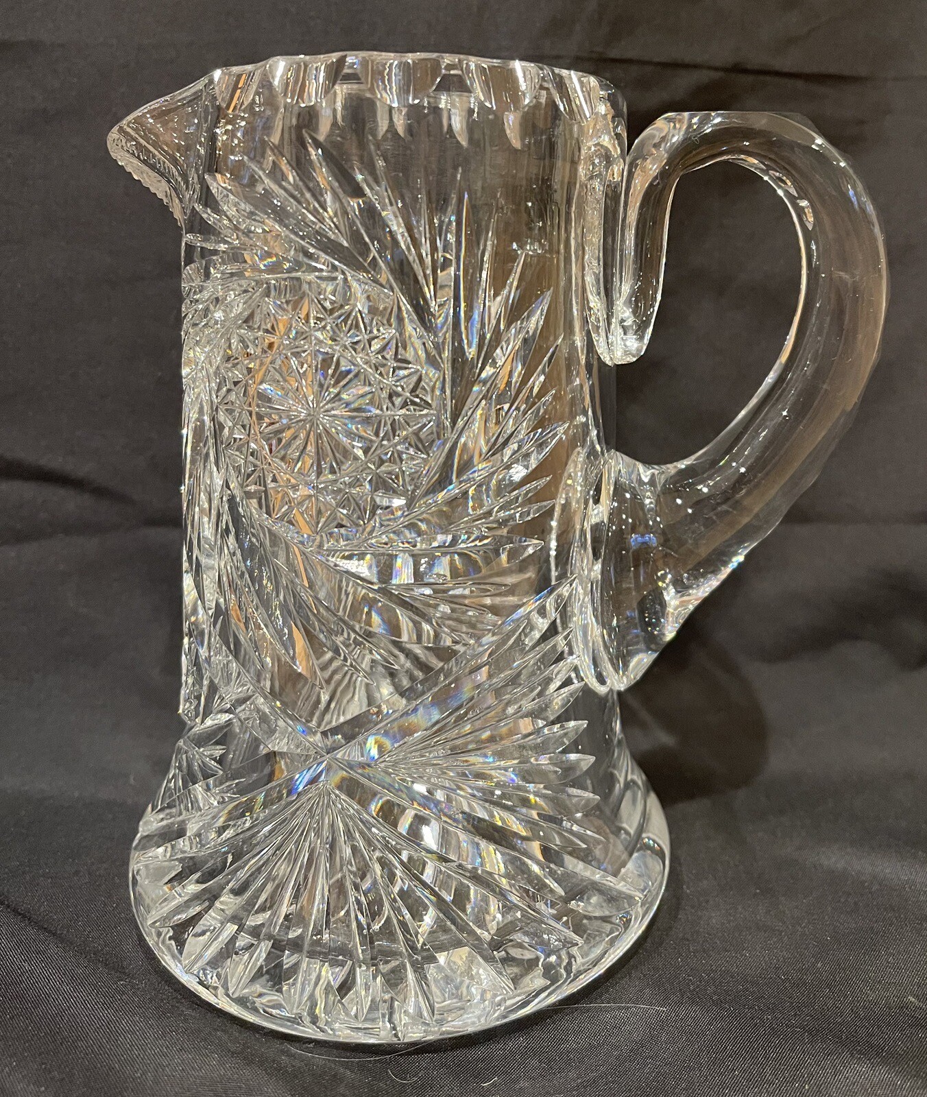 Antique American Brilliant Period ABP Cut Glass Pitcher Pinwheel 6.25 ...
