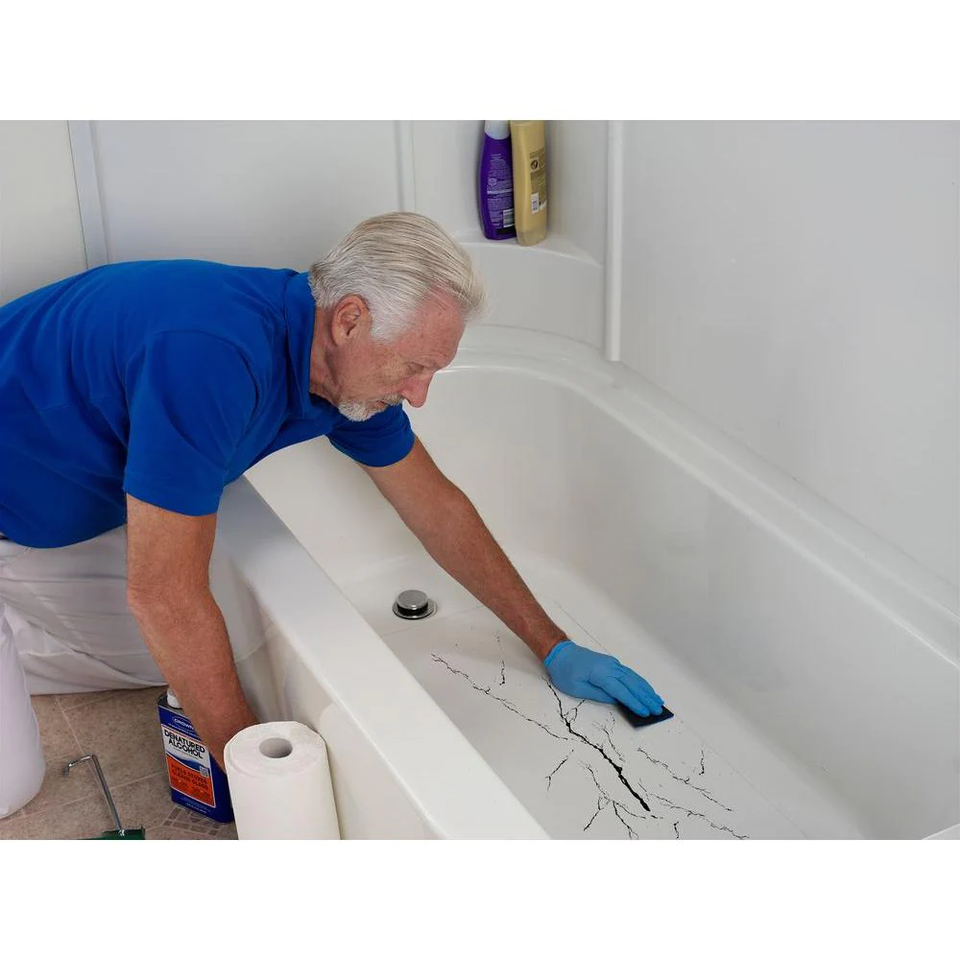 16 in. w x 40 in. l bathtub floor repair inlay kit, white | shower base ...