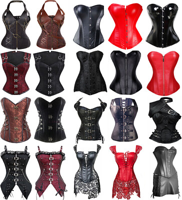 Women Steampunk Corset Lingerie Clubware Lace Up Basque Bustier Gothic ...