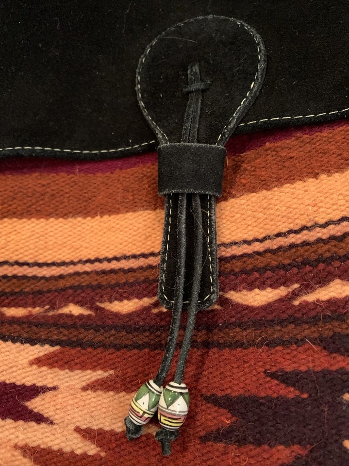 Crossbody Purse Handbag Aztec Design Black Genuine Suede | eBay
