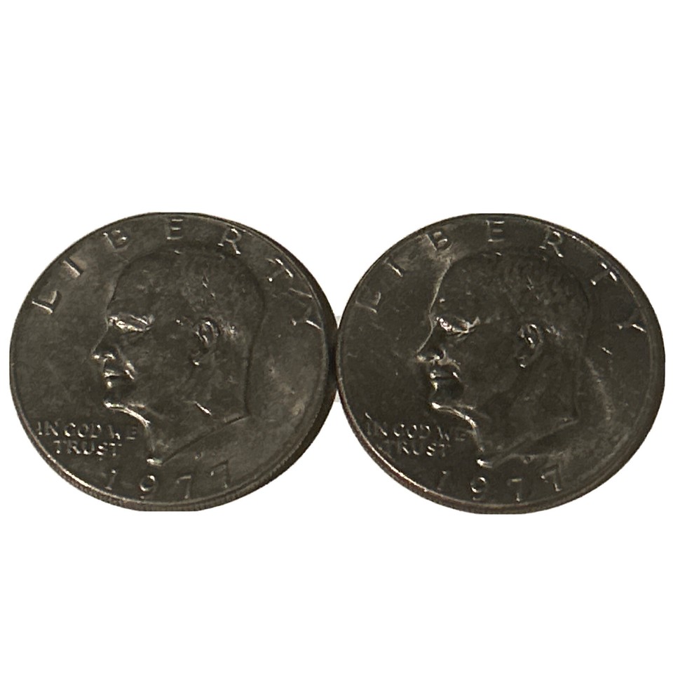1977-D EISENHOWER LIBERTY ONE DOLLAR - 2 COIN SET Circulated Rare Moon ...