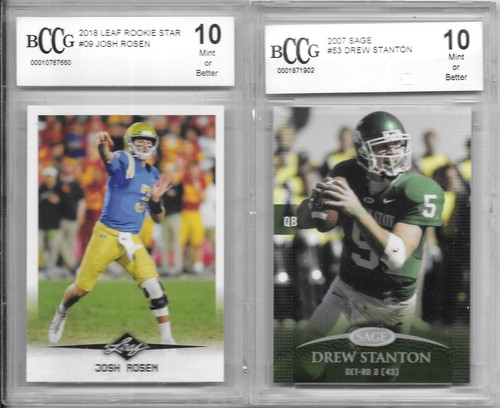 Josh Rosen 2018 Leaf Rookie Star Rookie #09 & Drew Stanton 2007 Sage ...