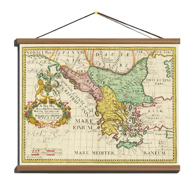 Antique Old 1700 Map Of Ancient Greece and Balkan region; Canvas ...