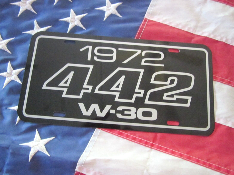 1972 Oldsmobile 442 W-30 license plate car tag 72 Olds American Muscle ...