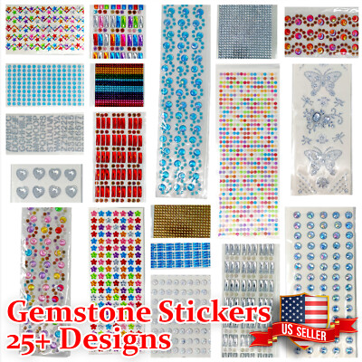 Gem Stickers Gemstone Rhinestones 3D Self Adhesive Craft Scrap Book ...