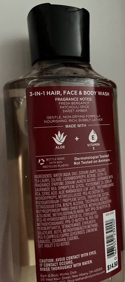 NEW BATH & BODY WORKS MEN’S 3-IN-1 CLASSIC FLANNEL HAIR, FACE & BODY ...