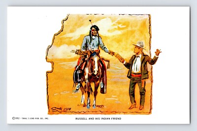 Postcard Charles Russell Native American Indian painting 1960s Unposted ...