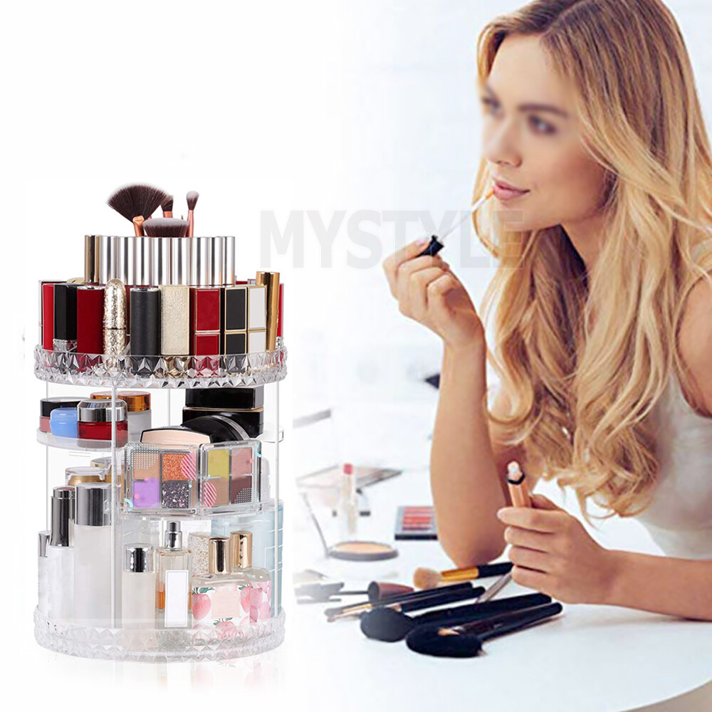 360° Rotating Makeup Organiser Storage Cosmetics Holder Display Stand ...