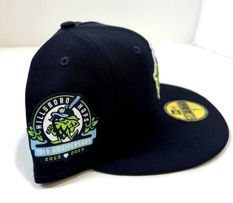 Hillsboro Hops MILB NE 2023 10th Anniversary Patch Fitted Hat ~Dark ...